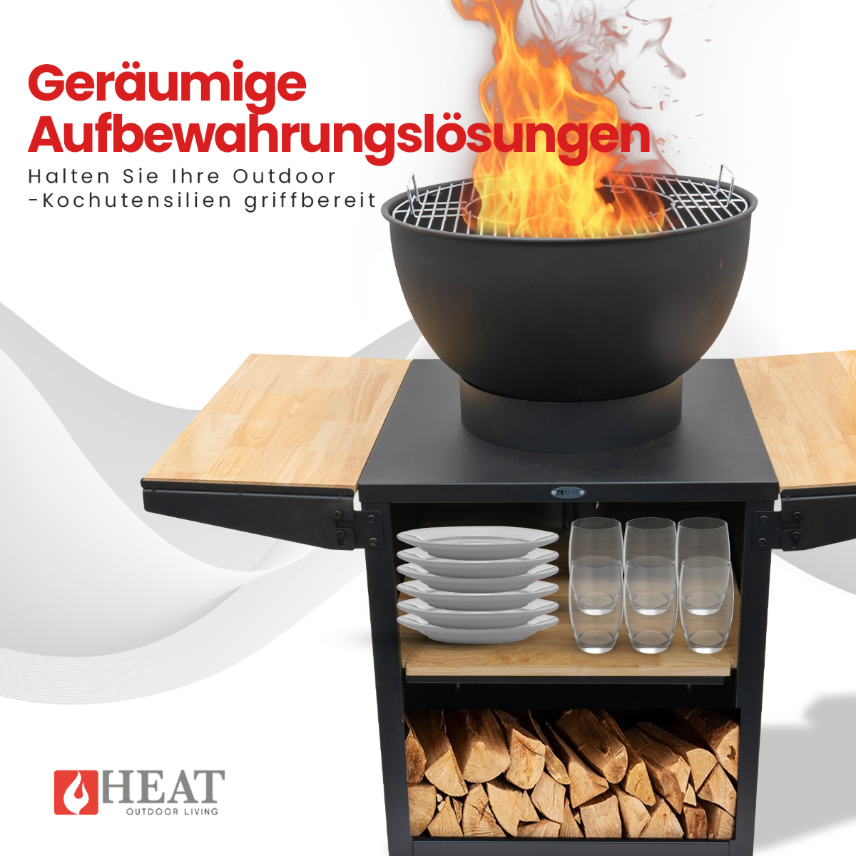 HEAT Kjok outdoor kitchen black | With baking tray and grill grate