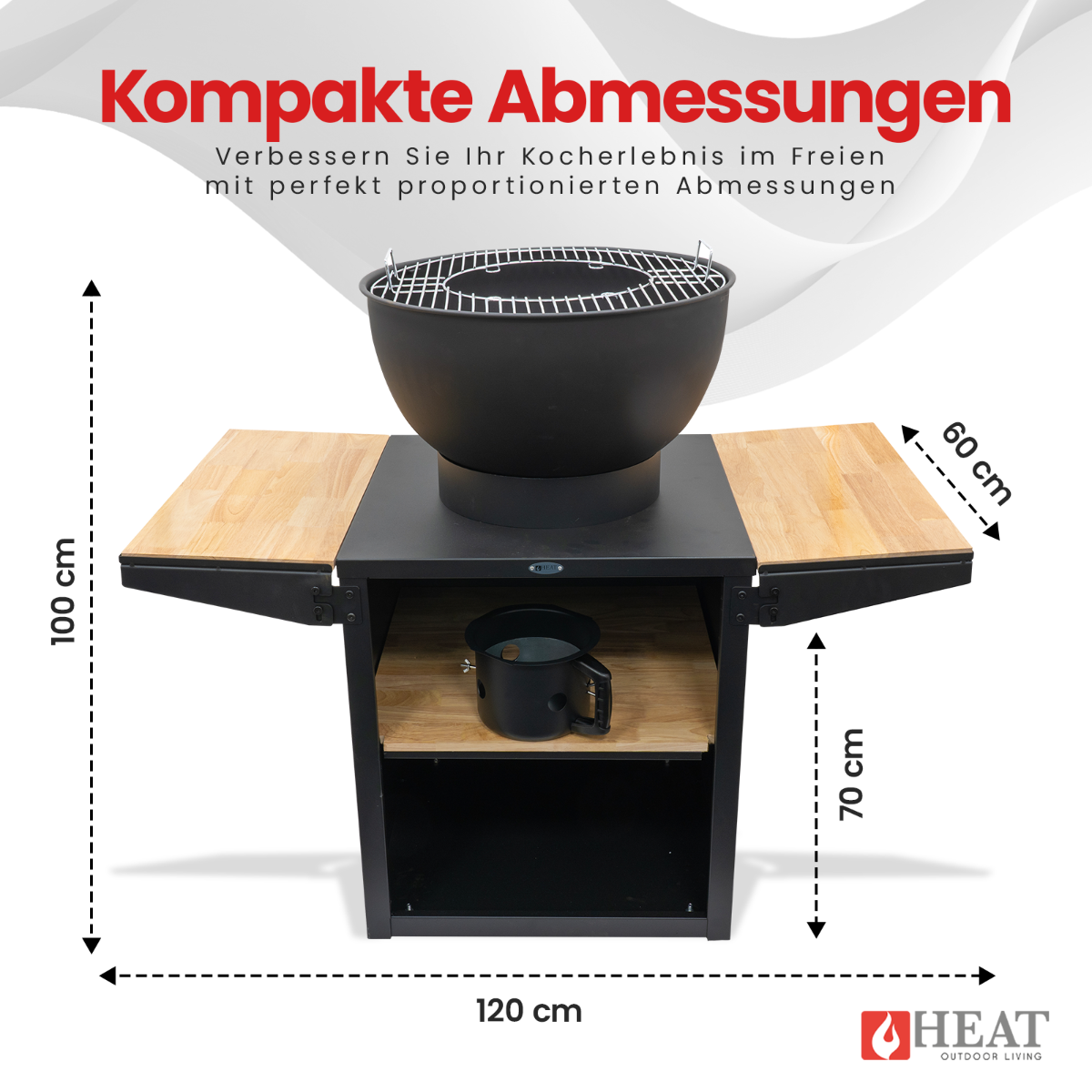 HEAT Kjok outdoor kitchen black | With baking tray and grill grate