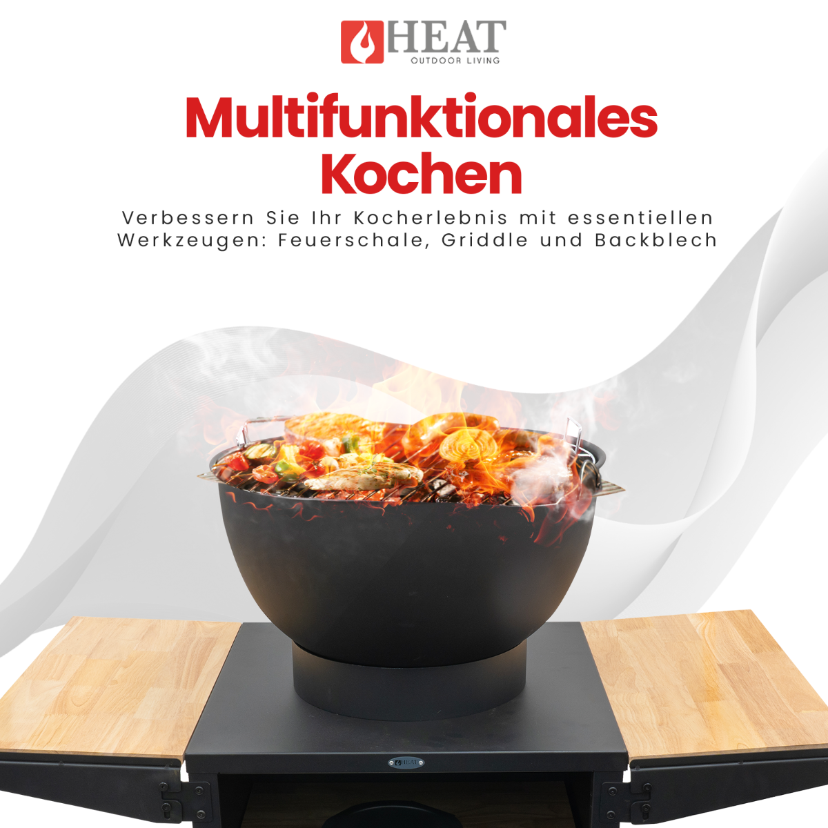 HEAT Kjok outdoor kitchen black | With baking tray and grill grate