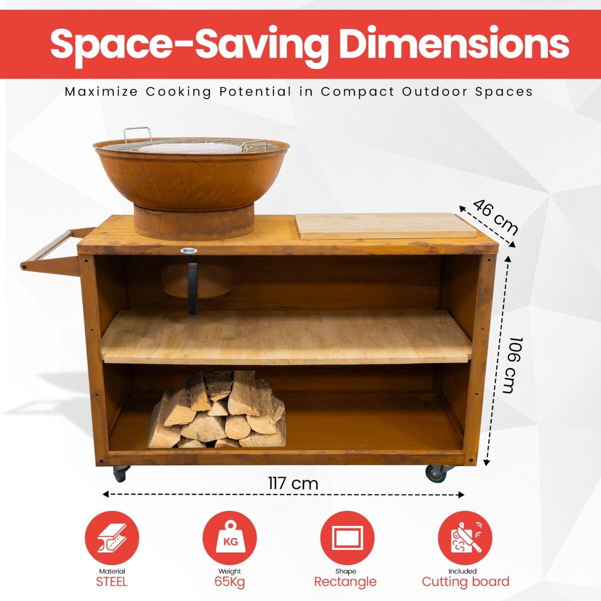 HEAT Trolle outdoor kitchen rust | Compact outdoor kitchen